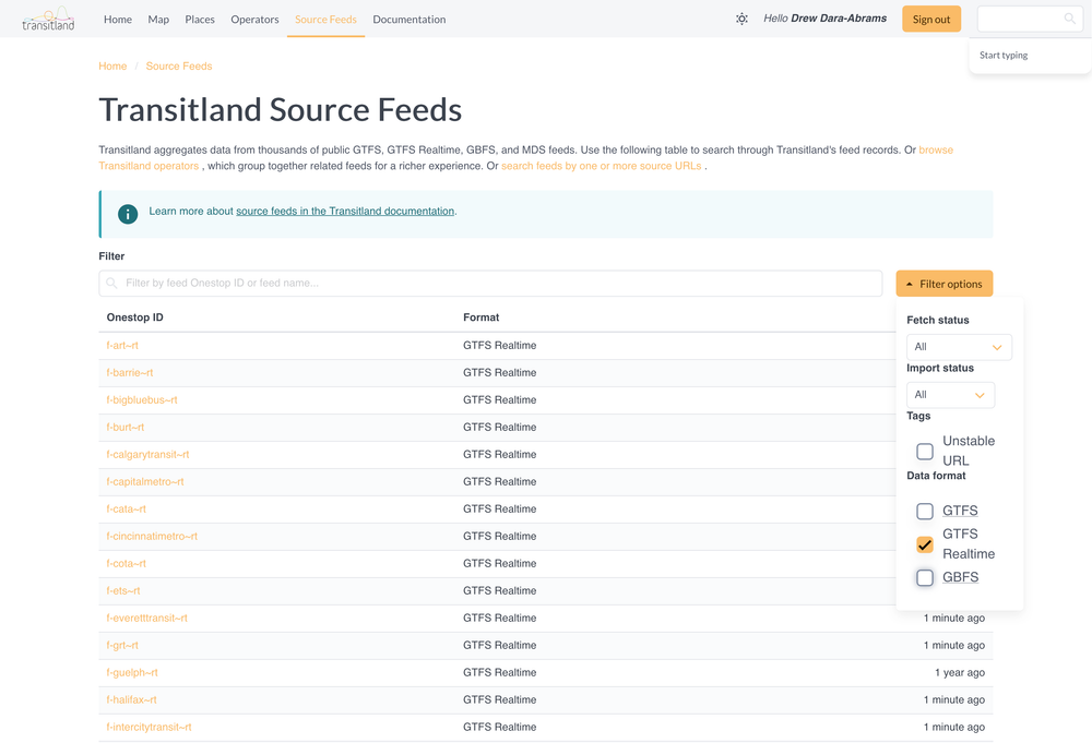 Easily Inspect Gtfs Realtime Using Transitlands Website Or Api Interline Technologies
